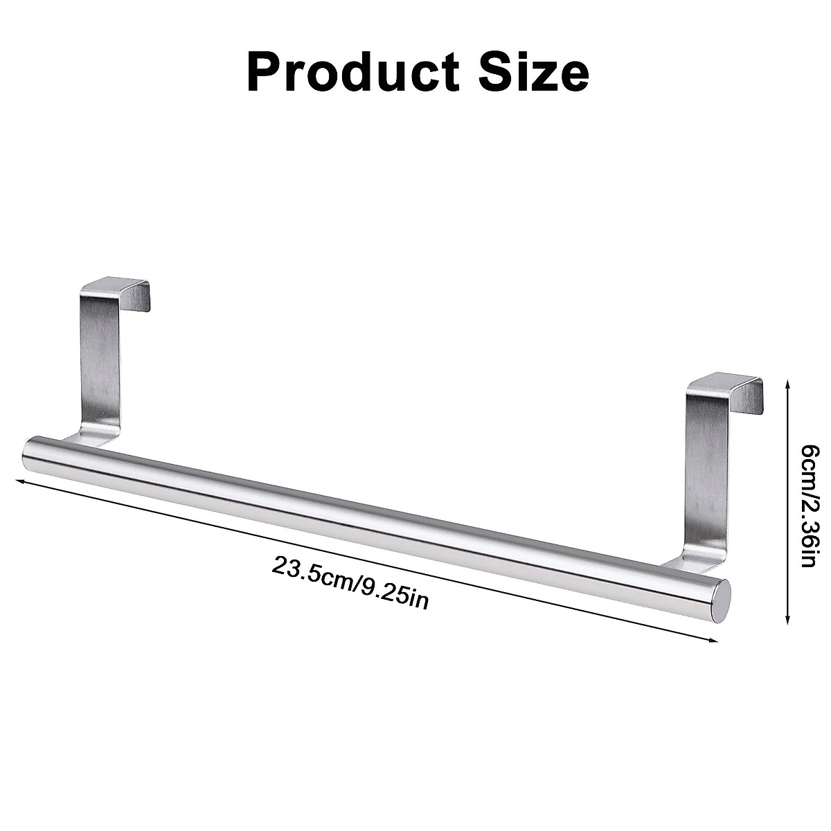 Cabinet Door Towel Bar, Dish Towel Rack for Cabinet, Stainless Steel Kitchen Towel Holder, Over The Door Hand Towel Hanger for Kitchen Bathroom Cupboard, 2 Pack (2*Small)