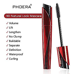 AQUAPURITY - PHOERA Lash Volume Mascara Waterproof, smudge proof Long Lasting Fiber Lash Black Mascara, 9D Curling Eye Makeup Intense Lengthen & Volumize False Eyelashes | Cruelty Free…