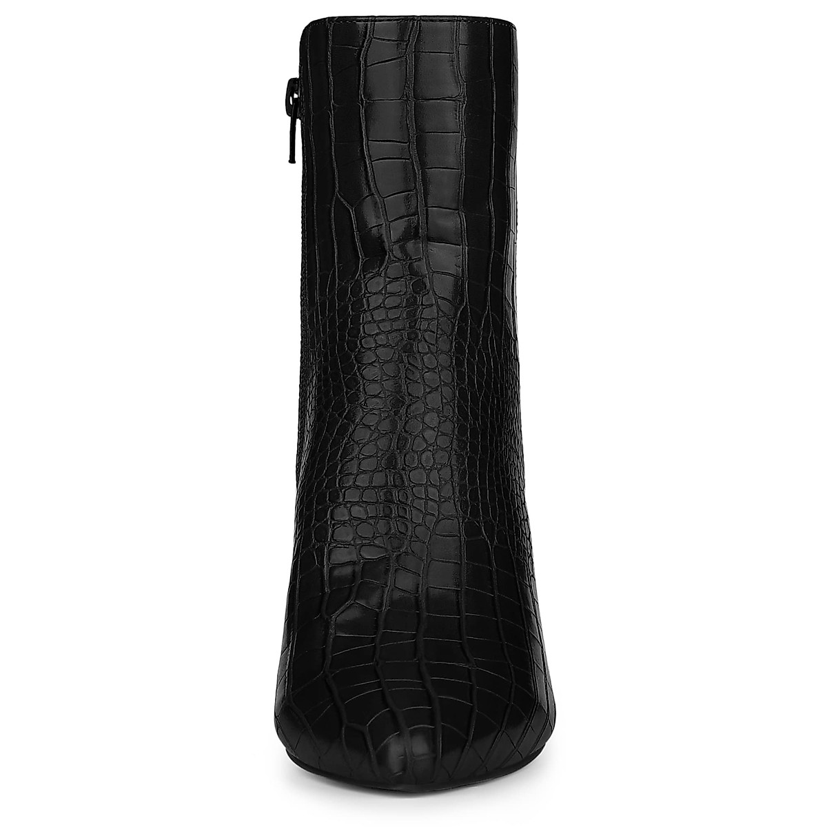 Allegra K Women's Printed Pointed Toe Chunky Heels Black Ankle Boots 8 M US