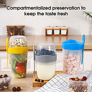 ABEFHELM 4 Pack Breakfast On The Go Cups Cereal Yogurt Cups with Lids and Spoon Reusable Oatmeal Cup for Breakfast, Cereal, Milk, Fruit, Small Snacks