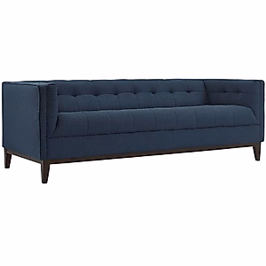 Modway Serve Modern Tuxedo Sofa With Upholstered Tufted Fabric in Azure