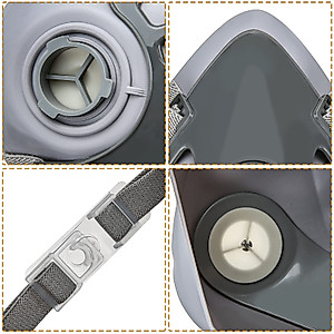 Reusable Half Face Cover, 8200 Face Cover with Safety Glasses Half Facepiece Against Organic Vapors/Smells/Asbestos, Ideal for Painting, Polishing, Woodworking, Welding, Decoration etc