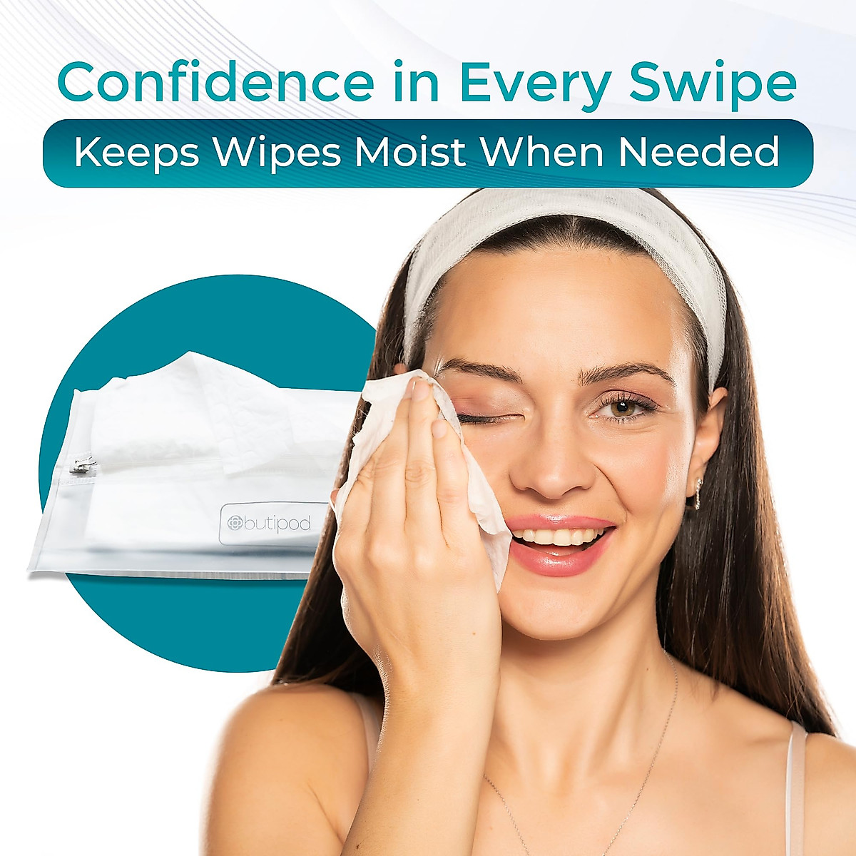 Butipods Reusable Travel Wipes Case - Portable Moisture-Retaining Pouch, Slim Holder and Convenient Container for Diaper Bag, Dispenser for Hand, Face, Makeup Removal, and Wet Wipes - Set of 2 (Clear)