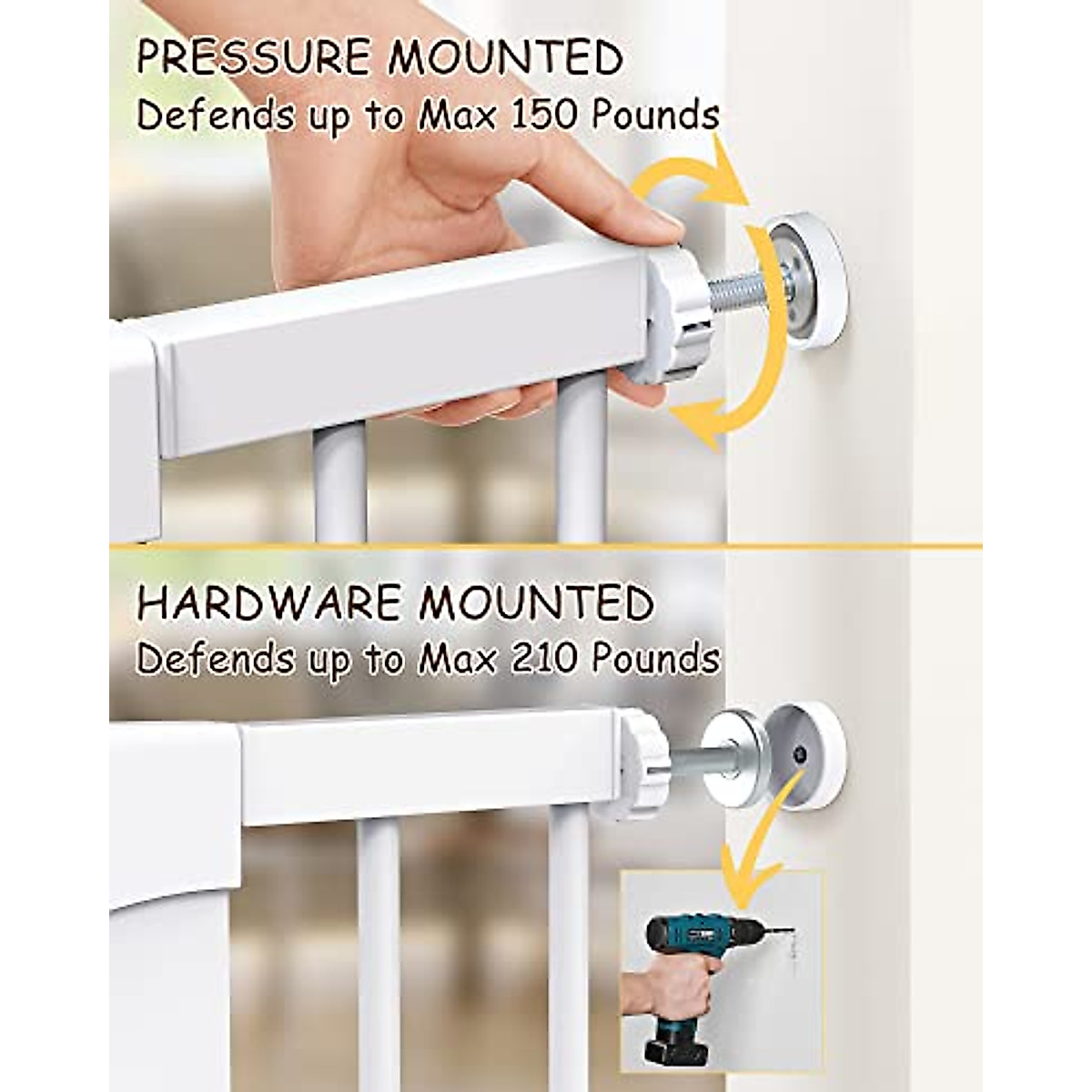 Mom's Choice Awards Winner-Cumbor 29.7"-51.5" Baby Gate Extra Wide, Easy Walk Thru Dog Gate for The House, Auto Close Safety Pet Gates for Stairs, Doorways, Child Gate Includes 4 Wall Cups,White