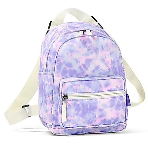 Choco Mocha Purple Small Backpack for Girls, Travel Mini Backpack Purse for Teen Girls Cute Bookbag 11 Inch, Tie Dye