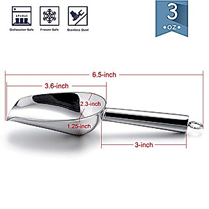 Mini Scoop, E-far 3 Ounce Stainless Steel Kitchen Utility Scoops, Ideal for Candy/Ice Cube/Flour/Sugar/Coffee Bean/Protein Powder, Food Grade & Anti Rust, Easy Clean & Dishwasher Safe (4 Pack)