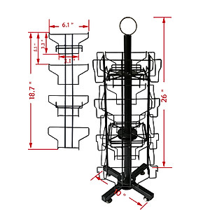 FixtrueDisplays Rotating Postcard/Greeting Card Display w/Sign Clip, 16 Horizontal Pockets (6x4") Pocket Size: 6"Wide X 4.9"High, 16 Pockets.- Black 11700-NF