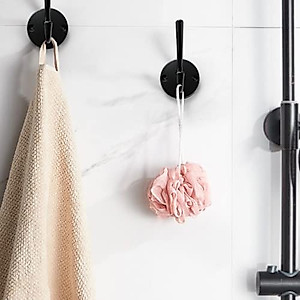 4 Packs Matte Black Coat Hooks, Robe Hook, Decorative Towel Hooks, Heavy Duty Double Prong Wall Hooks, Metal Closet Hooks, Hat Hooks for Hanging for Bathroom, Kitchen and Office