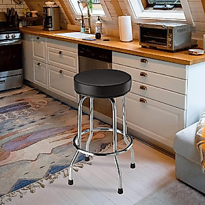 Torin ATRP6185B Swivel Bar Stool: Padded Garage/Shop Seat with Chrome Plated Legs, Black