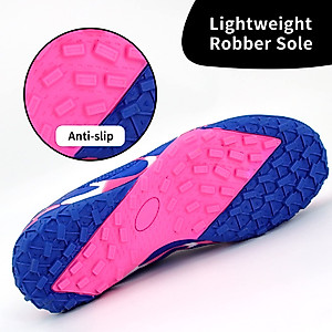 Rhyme-Zeal Boys Indoor Soccer Shoes TF Soccer Shoes Kids Football Shoes Soccer Cleats White Gold 5 Big Kid