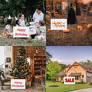 ANZEKE Blank Yard Signs with H- Metal Stakes, 3 Pack 24 x 18Inches White Corrugated Plastic Yard Lawn Sign for Party Decorations, Estate,Garage Sale Signs, Rent, Guidepost Decorations,Open House