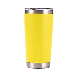 JOYSIP 20oz Stainless Steel Thermal Travel Mug with Lid, Double Walled Vacuum Insulated Coffee Tumbler Cup for Home, Office, Sports, 600ml (YELLOW)