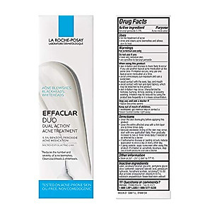 La Roche-Posay Effaclar Duo Dual Action Acne Spot Treatment Cream with Benzoyl Peroxide Acne Treatment for Acne and Blackheads, Lightweight Sheerness, Safe For Sensitive Skin ,0.7 Fl Oz