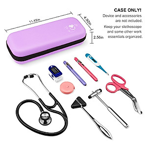 Opoway Stethoscope Carrying Case, Hard Stethoscope Case Compatible for 3M Littmann Classic III, Cardiology IV Diagnostic, MDF Acoustica Stethoscopes and Other Nurse Accessories (Purple)