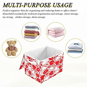 Storage Bins with Lids Foldable Storage Baskets Storage Cubes Collapsible Closet Organizer Containers with Cover Valentines Day for Home Office Organizer Closet, Shelves, Toy, Nursery