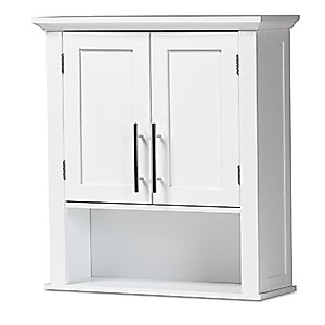 Baxton Studio Turner White Finished Wood 2-Door Bathroom Wall Storage Cabinet