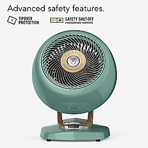 Vornado VHEAT Vintage Metal Heater, Whole Room Circulation, Adjustable Thermostat, Green