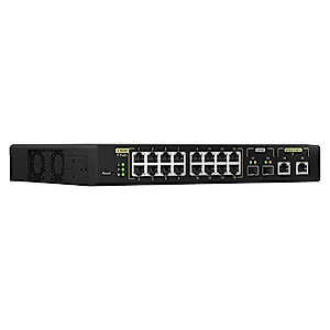 QNAP 20-Port 10GbE PoE++ and 2.5GbE PoE+ Managed Network Switch (QSW-M2116P-2T2S-US). Layer 2, Web Management
