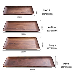MSMMZ Serving Trays Walnut Wood Serving Tray Square Rectangle Tea Coffee Snacks Tray Breakfast Sushi Dessert Cake Plate Hotel (Color : Plus 15x40)