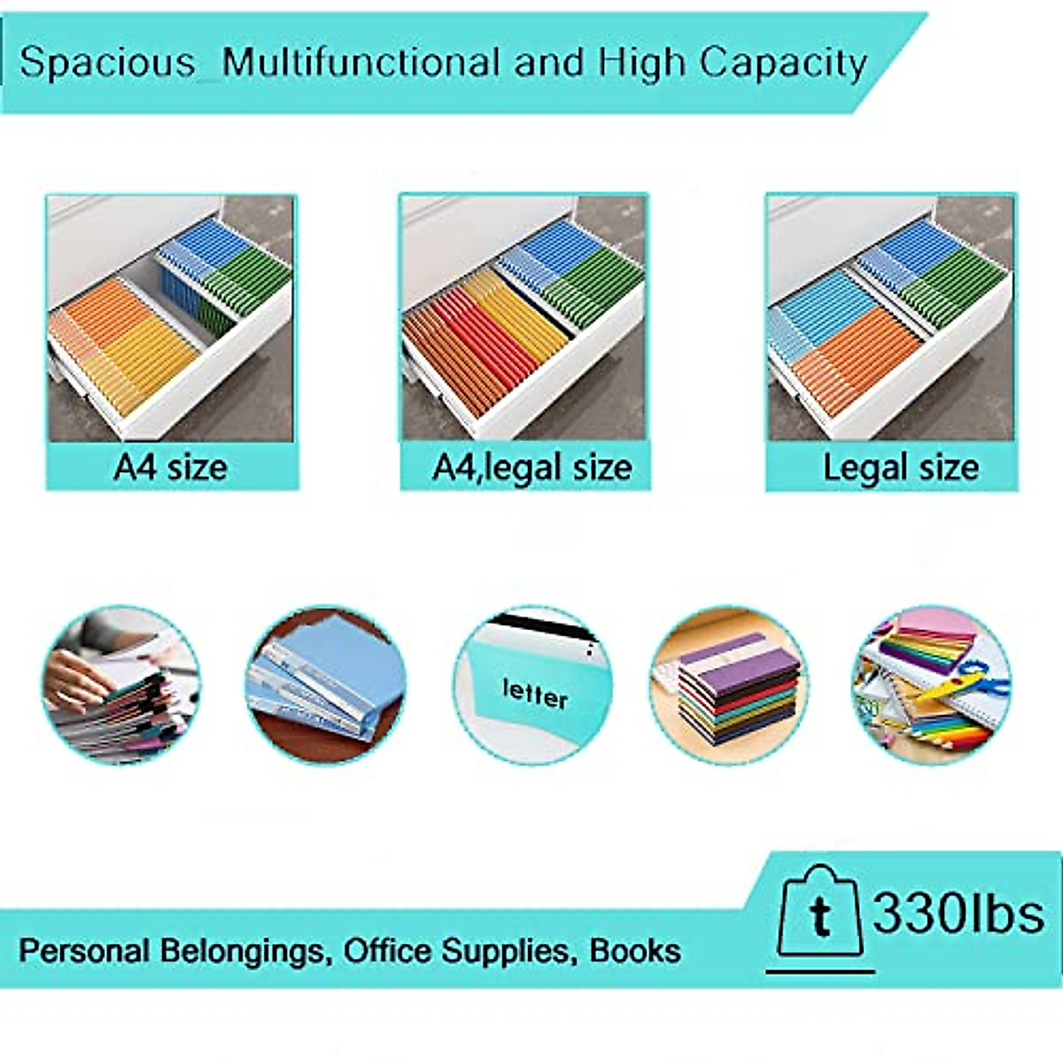 GangMei 3 Drawer Metal Lateral File Cabinet with Lock, Lateral Filing Cabinet for Letter/Legal Size Folders for Home Office,Assembly Required, White, 3 Drawer