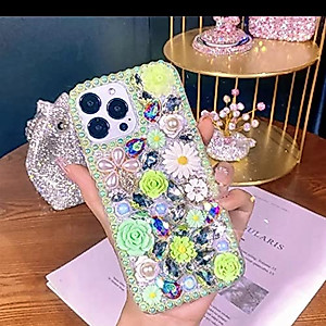 redecarie for Galaxy S9 Plus Crystal Rhinestone Case,Diamond Bling Floral Glitter Shiny Sparkle Women Girls Kids Cute 3D Protective Phone Case for Samsung Galaxy S9 Plus