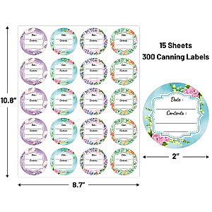 300 Waterproof Canning Labels for Jars Labels Food Labels Round for Food Container Spice Lids Canister Food Storage Canning Supplies 2 Inch