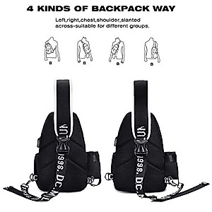 Casual Sling Bag for Women Men, Small Chest Pack for Travel Sport College School (Keep Going)