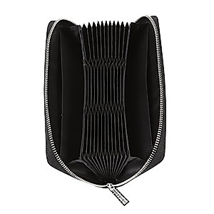 Cynure Women 36 Slots RFID Blocking Card Holder Large Long Leather Zipper Organizer Accordion Wallet,Black