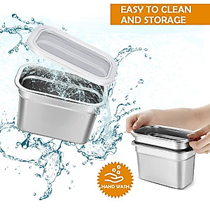 8 Pcs Stainless Steel Food Containers with Lids 1/9 Size Steam Hotel Pans 1 mm Thick Restaurant Table Pans Food Prep Pan Metal Meal Food Containers Steamer for Freezer Buffet Kitchen(4'' Deep)