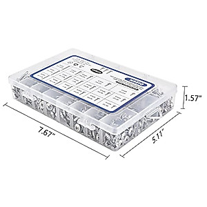 OIZEN 410PCS 410 Stainless Steel Self Drilling TEK Screw Assortment Kit (Silver),Hex Washer Head & Wafer Head Screws,Multiple Length