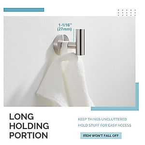 Angle Simple Robe Towel Hook Brushed Nickel, SUS304 Stainless Steel Bathroom Towel Holder, Kitchen Shower Towel Hanger, Wall Mount