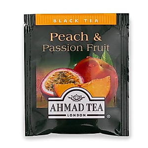 Ahmad Tea Black Tea, Peach & Passion Fruit Teabags, 20 ct (Pack of 1) - Caffeinated & Sugar-Free