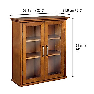 Teamson Home Avery Removable Wooden 2 Door Wall Cabinet with Storage, Oiled Oak