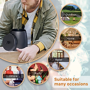 Black Cool Ashtrays with Lid,Smokeless Ashtrays for Cigarettes Indoor Outdoor Smell Proof Windproof Ash tray Outdoor Ashtray for Patio Outside Home Modern Decor(Large,Black)