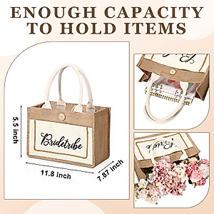 8 Pack Bride Tote Bag Bride Tribe Wedding Gift Bag Bride Beach Bag with Handles Bridal Jute Burlap Tote Bags Reusable Shopping Totes for Women Bridesmaids Bachelorette Party Engagement Newlywed