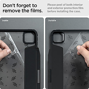 Spigen Ultra Hybrid Pro Designed for iPad Pro 11 inch Case M2 4th Generation (2022) / 3rd Generation (2021) / 2nd Generation (2020) / 1st Generation (2018) / Transparent Back and Pencil Holder - Black