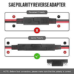 PAEKQ 12AWG Weatherproof Solar SAE Power Socket Sidewall Port SAE Quick Connector Harness Plug and SAE Connector Extension Cable for Solar Panel RVs Motorcycle Generator Battery Charger(1FT)