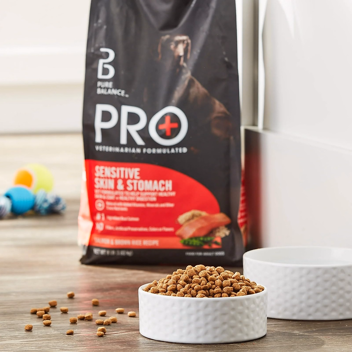 Pure Balance Pro+ Sensitive Skin & Stomach Dog Food, Salmon & Rice Recipe – Vet Formulated for Sensitive Dogs – Supports Skin Health, Digestive Health – 8LB Bag (This is A 8 LBS Bag)