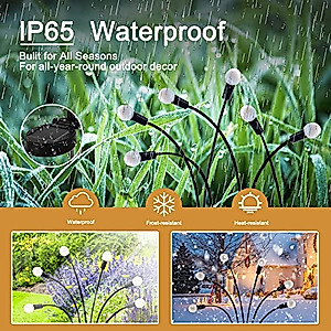 Slyuexu Decorative Solar Garden Lights Outdoor Waterproof: 4Pack 24LEDs Vibrant Wind Swaying Dancing Firefly Outside Decor, High Flexible Wire, Bright Solar Powered Decoration for Yard Patio Lawn Path