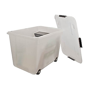 Advantus Rolling Storage Box with Snap Lid, 15-Gallon Size, Clear (34009)