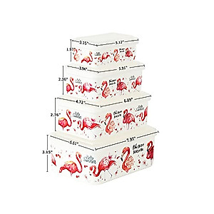 Food Containers Set of 4 with Lids Leakproof PP BPA-Free Microwaveable Food Storage Premium Heavy-Duty Quality, Freezer & Dishwasher Safe (65, 40, 25 and 12 oz.) (Flamingo)