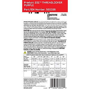 Loctite 222 Threadlocker for Automotive: High-Temp, Low-Strength, Anaerobic | Purple, 6mL Tube (PN: 38653-555339)