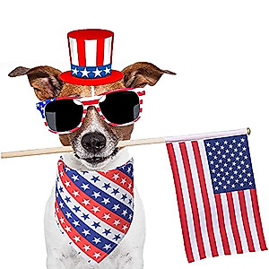 ADOGGYGO 4 Pack American Flag Dog Bandana Triangle Dog Scarf 4th of July Bandana for Small Medium Dogs Pets