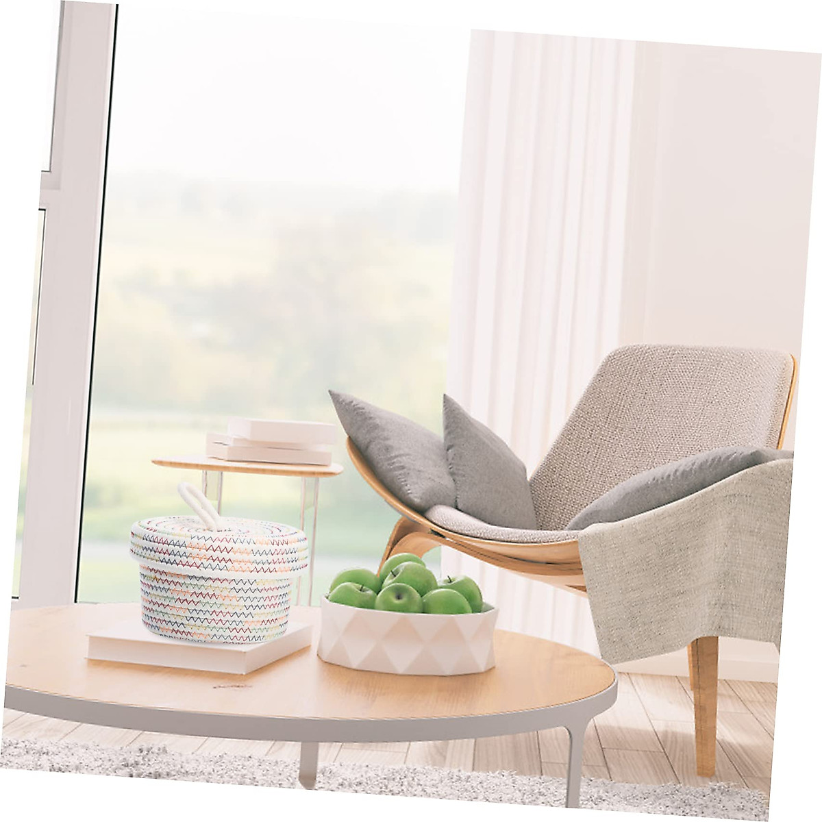 Angoily 1pc Grocery Basket Small Skincare Organizer Storage Baskets with Lid Nursery Woven Basket Woven Rope Shelf Basket Rattan Flower Basket White Oversized Hanging Basket Cotton Rope