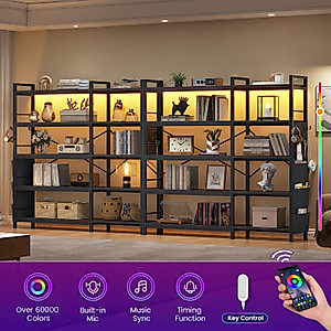 SEDETA 5 Tier Corner Bookshelf, Modern Corner Bookcase, Convertible Bookshelf with Storage Bag, Pegboard & LED Light, Tall Bookshelves for Bedroom, Living Room and Home Office, Black