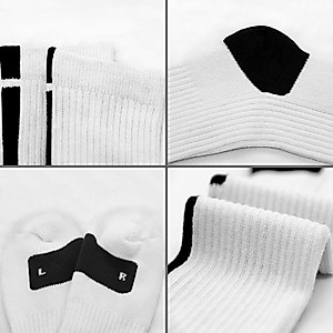 MUMUBREAL Men's Cushioned Compression Sport Socks, White, Sizes 6-13 (3pack)