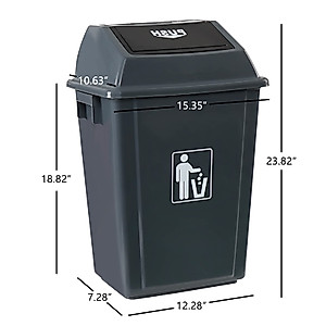 Morcte 4-Pack 13 Gallon Kitchen Trash Can with Swing Lid, Plastic Kitchen Garbage Can, Gray