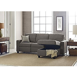 Serta Palisades Reclining Sectional Sofa with Right Storage Chaise, Small Couch with Built-In Storage, Low-Maintenance & Family-Friendly Fabric, Gray