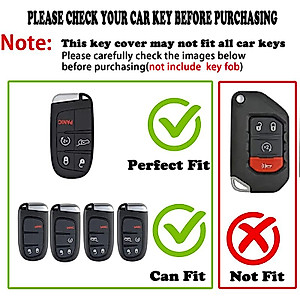 Key Fob Cover for Jeep with Keychain, Daemson Premium Soft TPU Full Protection Key Fob Case for Compass Cherokee Chrysler Challenger Dodge Grand Renegade Wrangler RAM Journey Dart Fiat Durango (Black)