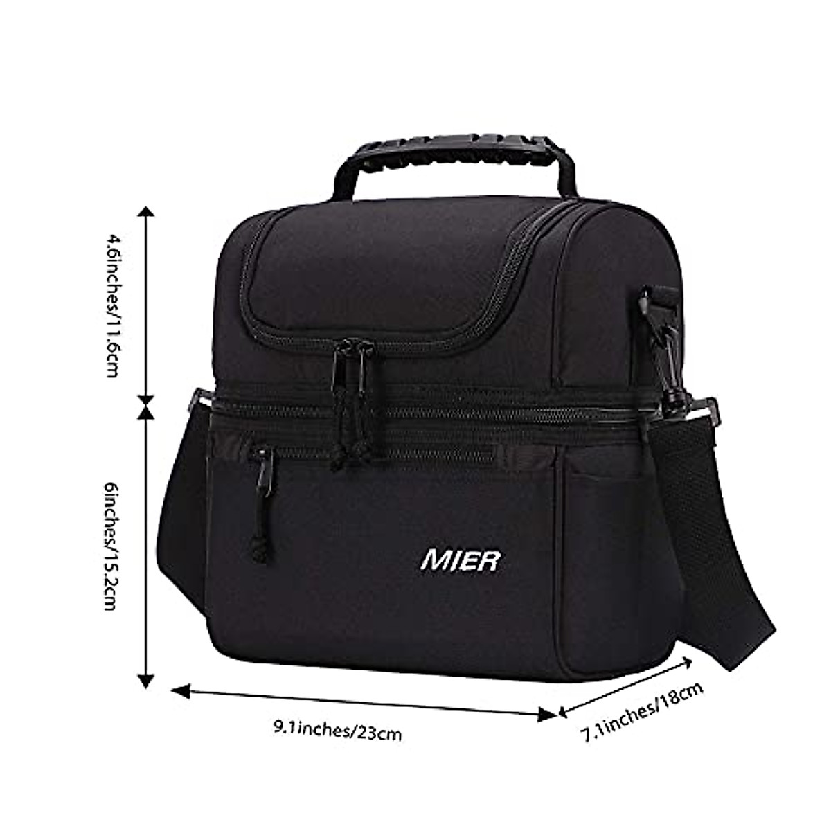 MIER 2 Compartment Lunch Bag for Men Women, Leakproof Insulated Cooler Bag for Work, School, (Bluesteel and Black)